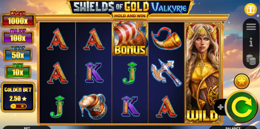 Shields of Gold Valkyrie Hold and Win by Booming Games